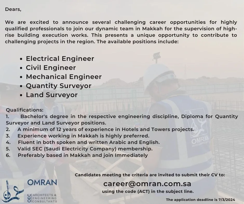 Omran Engineering Consultants Makkah Jobs